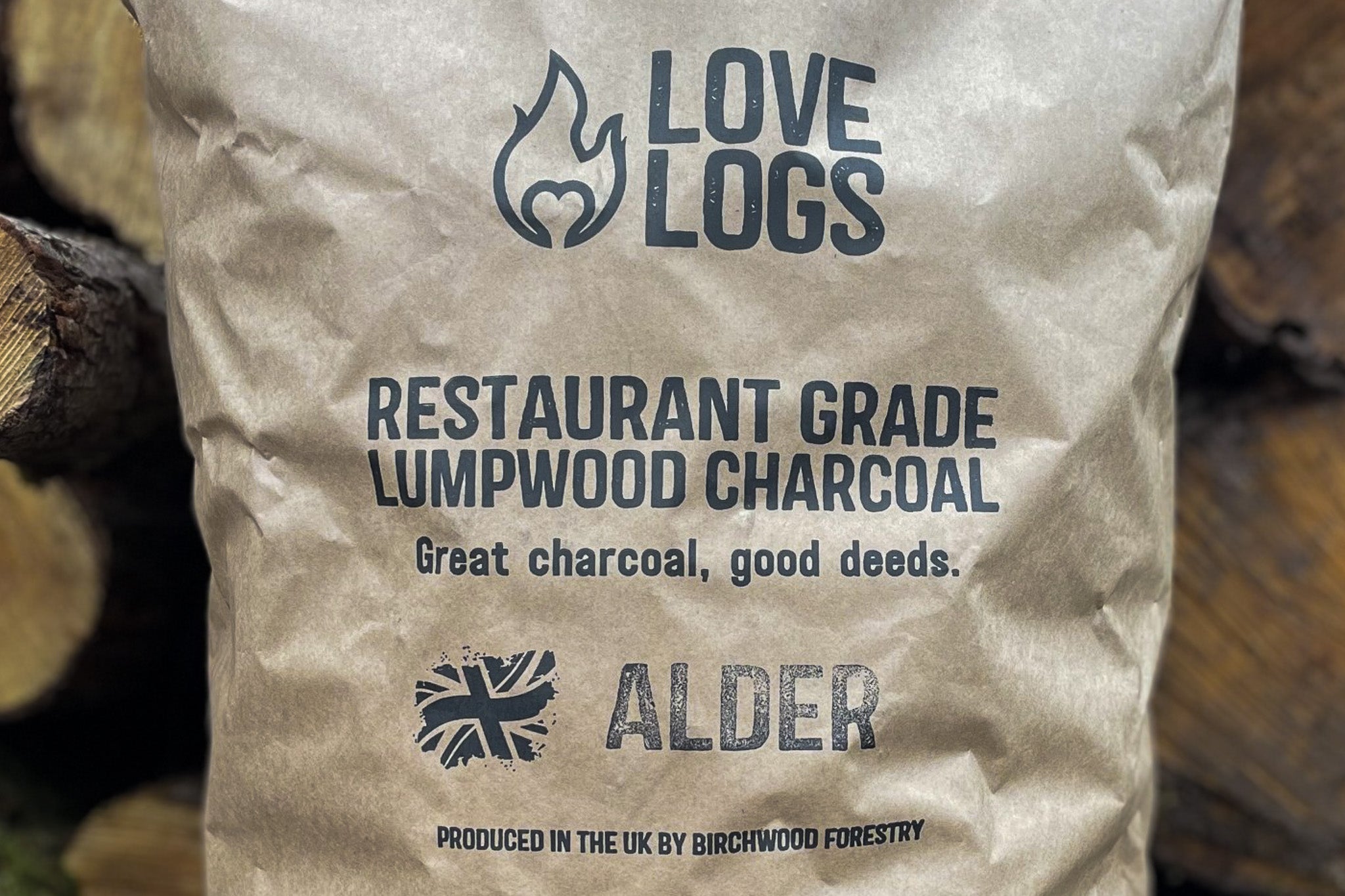 Buy 12kg British Alder BBQ Charcoal | Love Logs